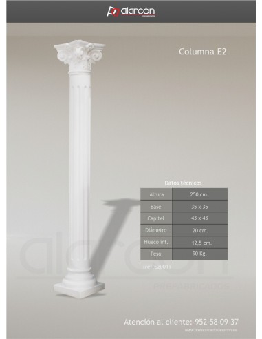 Columna de hormigón estriada con capitel corintio altura 2,50 m ...